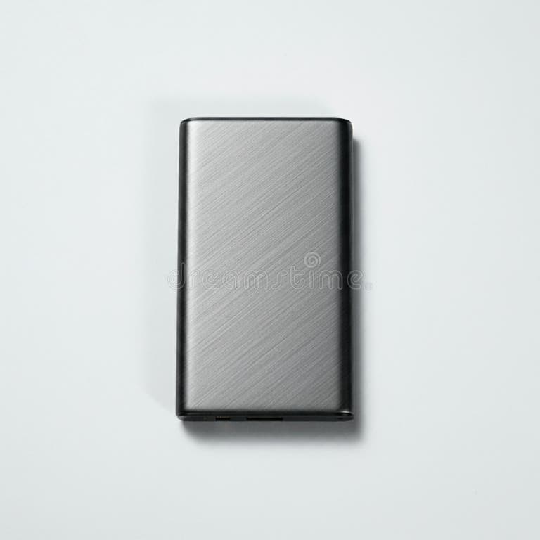 Rectangular Metallic Power Bank with a Brushed Finish Resting on a ...