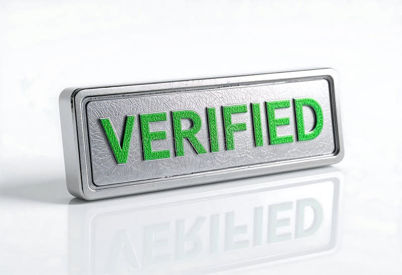 Metallic Sign with Green Text VERIFIED Symbolizes Quality Control and ...