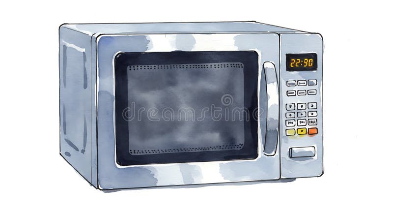 Rectangular Microwave Illustration with a Metallic Finish. Features a ...