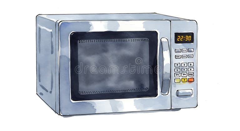 Rectangular Microwave Illustration with a Metallic Finish. Features a ...
