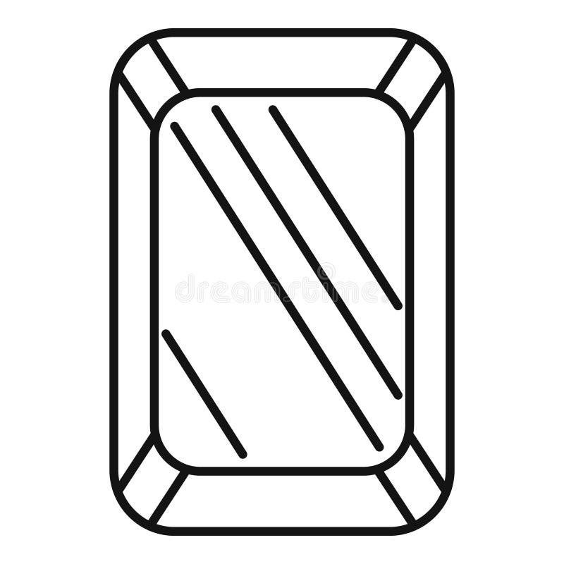 Rectangular Mirror with Rounded Corners Reflecting Light Beams Icon ...