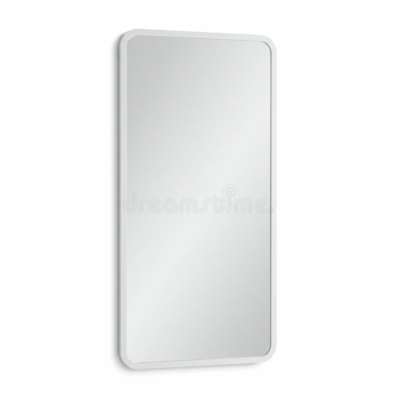 Rectangular Mirror with Rounded Corners and a Slim White Frame. the ...
