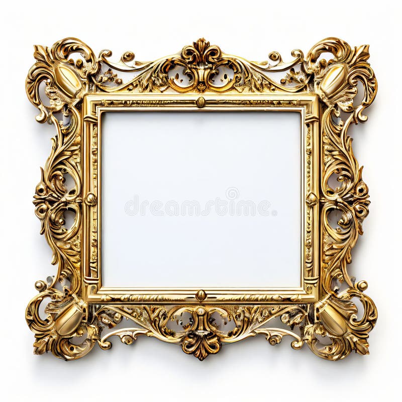 Rectangular Mirror with a Thick Gold Foil Frame and in Stock Image ...