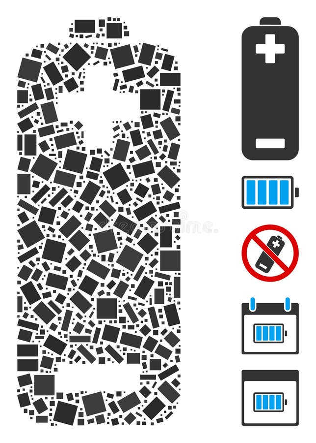 Rectangular Mosaic Electric Battery Stock Illustration - Illustration ...
