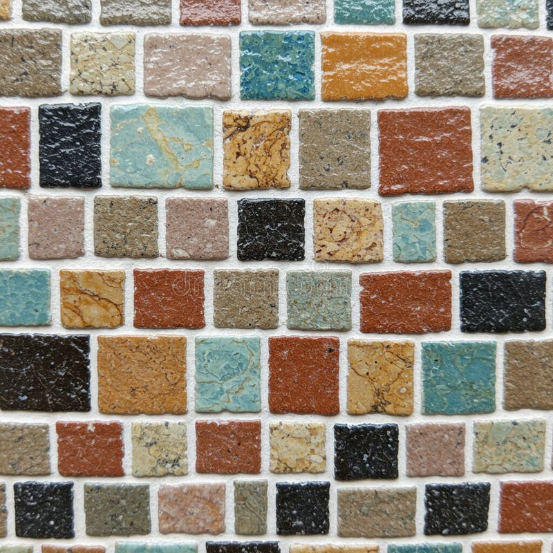Rectangular Mosaic Tiles in a Grid Pattern, Featuring a Variety of ...