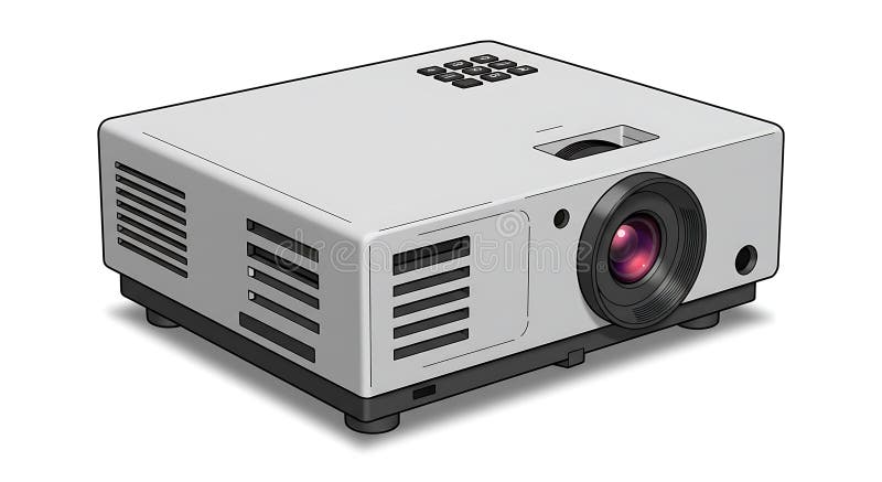 A Rectangular Multimedia Projector with a White Casing and Dark Accents ...