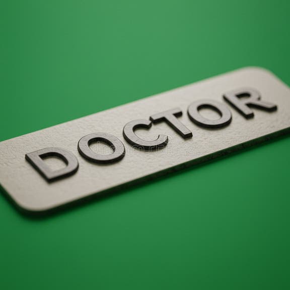Rectangular Name Tag with the Word "DOCTOR" Embossed in Black Lettering ...