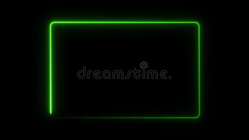 Rectangular Neon Frame in Green. Looping Line Motion Animation Stock ...