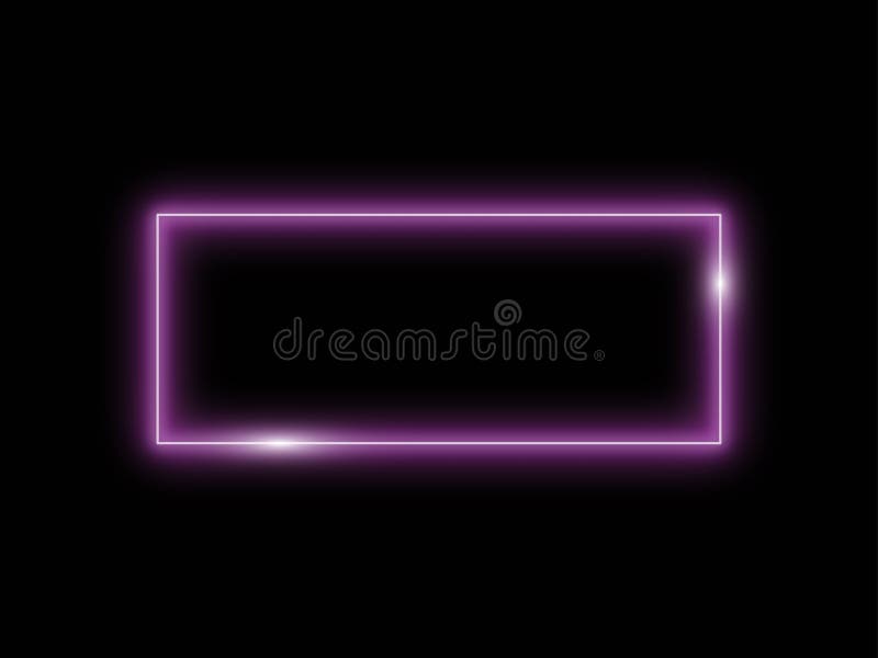 Rectangular Neon Frame Purple Pink Color on Black Background Stock ...