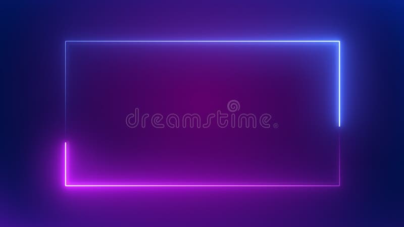 Rectangular Neon Light Glowing with Space Abstract Background Stock ...