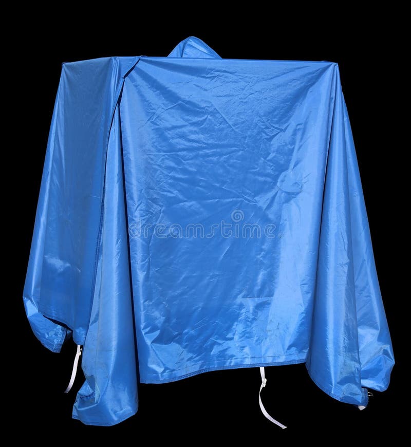 A Rectangular Object is Covered with a Thick Blue Tarpaulin. Isolated ...