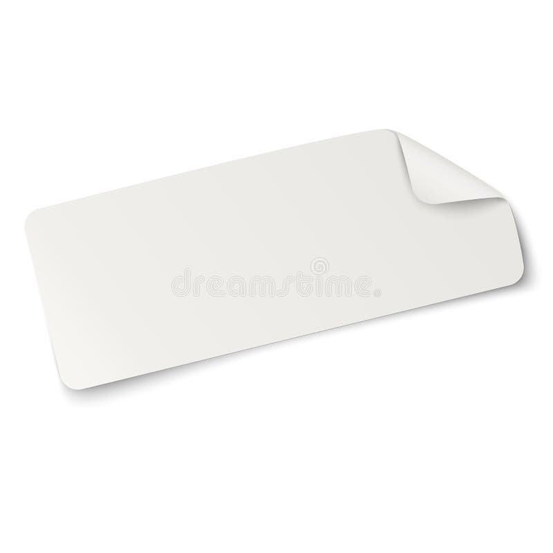 Rectangular Oblong Paper Sticker Note Isolated on White. Light from ...