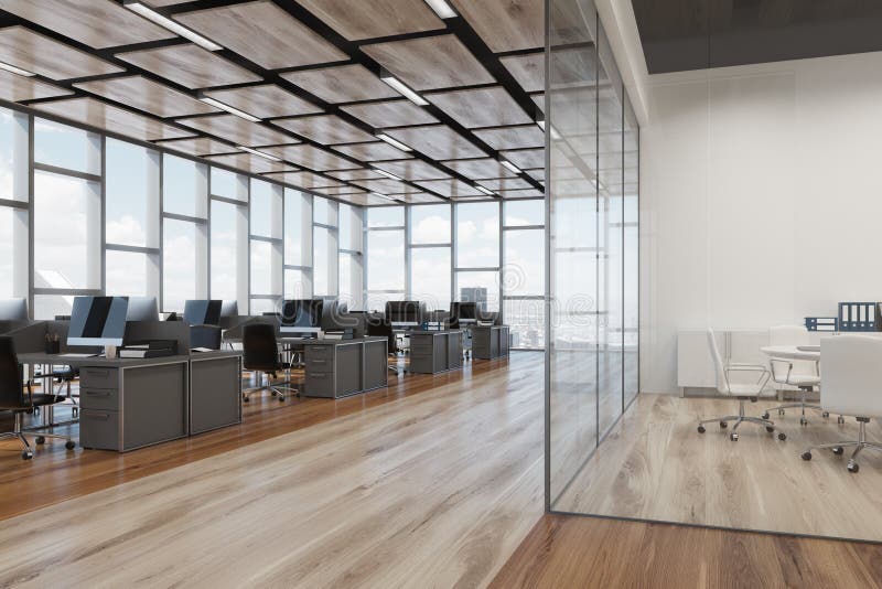 Rectangular Open Space Office, Corner Toned Stock Illustration ...