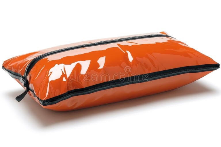 Orange Waterproof Zippered Pillow, Protective Storage Bag Stock ...