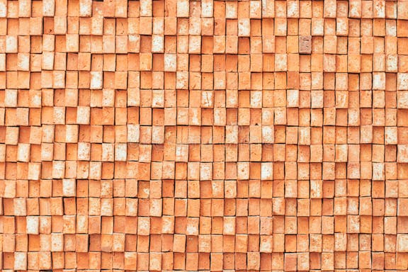 Rectangular Orange Bricks Random Pattern Wall Facade Texture Material ...