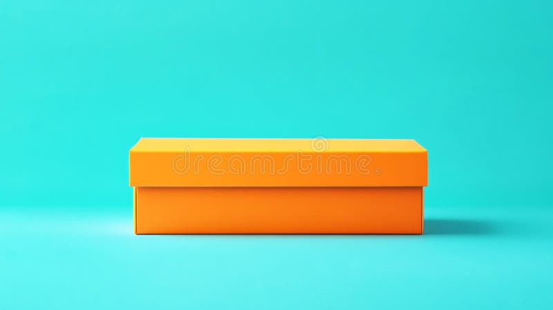 Rectangular Orange Packaging Box on Bright Aquamarine Background in ...