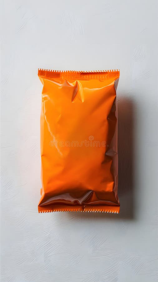 Rectangular Orange Packaging with Zipper Seal on Clean White Background ...