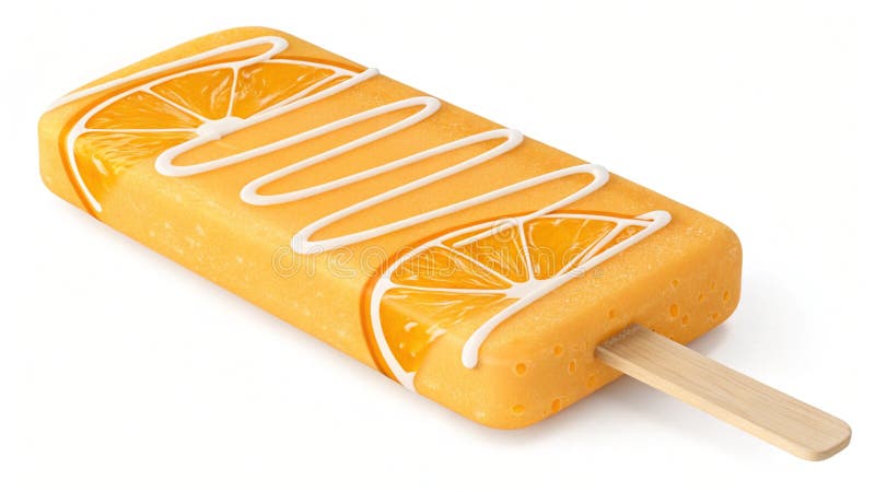 Delicious Orange Popsicle with White Drizzle and Orange Slice ...