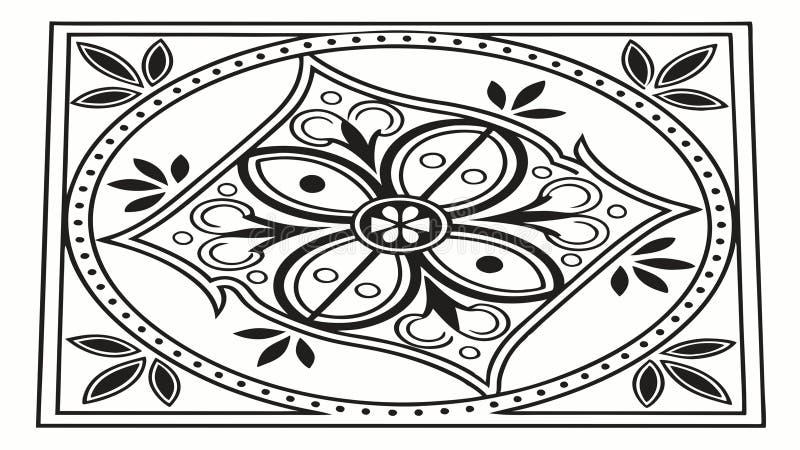 Rectangular Ornamental Panel, Geometric Floral Motif, Vector Design ...