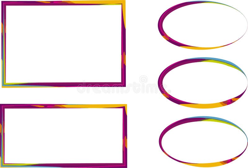 Purple Yellow Multicolor Abstract Borders Frames Set Stock Illustration ...