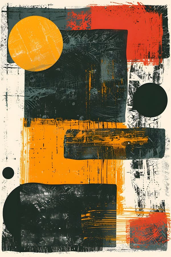 Abstract Art with a Vibrant Yellow Circle in the Center Stock Photo ...