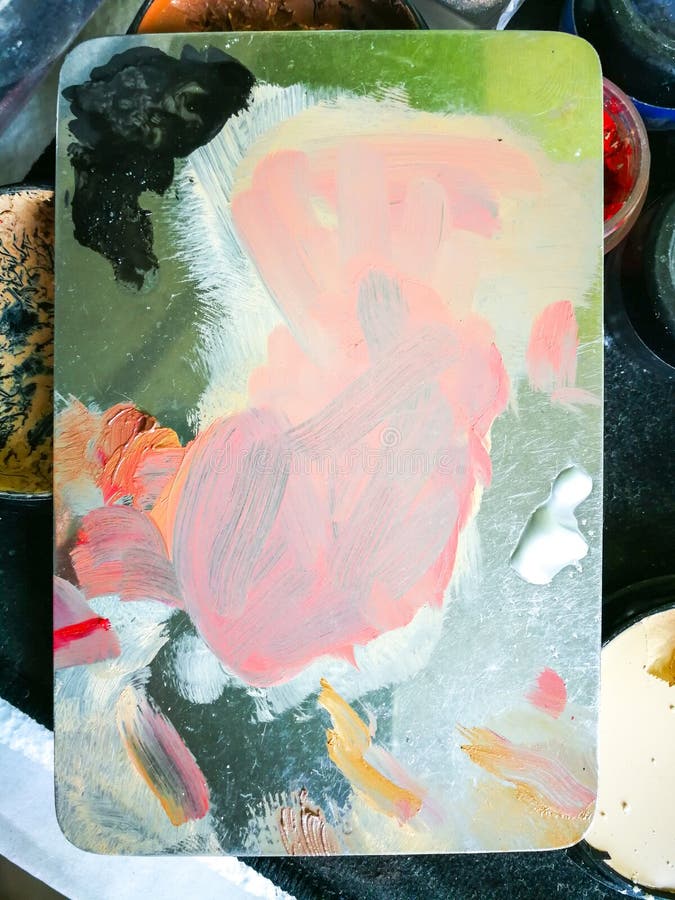 Rectangular Palette with Paints. Stock Image - Image of painting ...