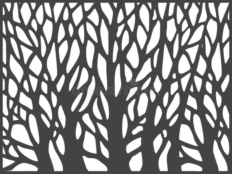 Laser Cutting Fence Panel with Tree Silhouette for Fence Stock Vector ...