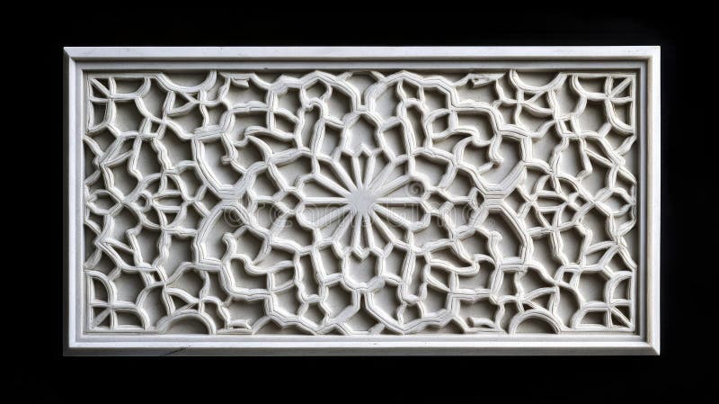 A Rectangular Panel of White Stone with Islamic Geometric Patterns ...