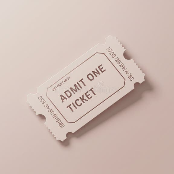 Rectangular Paper Ticket with Jagged Edges, Labeled "ADMIT ONE TICKET ...