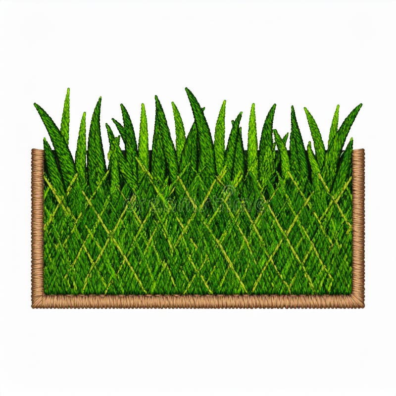 Rectangular Patch of Lush Green Grass with a Woven Border Texture Stock ...