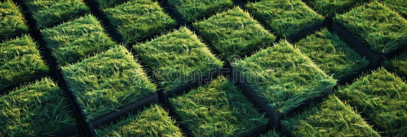 Rectangular Patches of Vibrant Green Grass Intersecting with Each Other ...