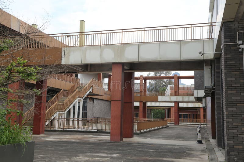 A Rectangular Pedestrian Bridge with Two Floors, a Steel Structure, and ...