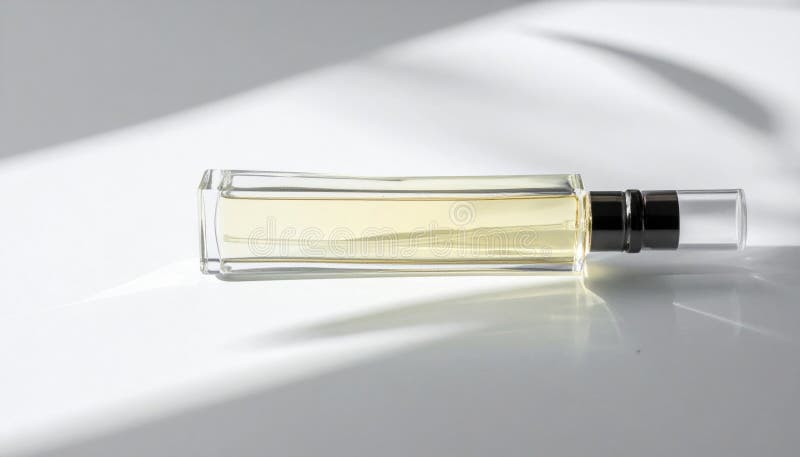 Rectangular Perfume Bottle with Yellow Liquid and Shadows Stock ...