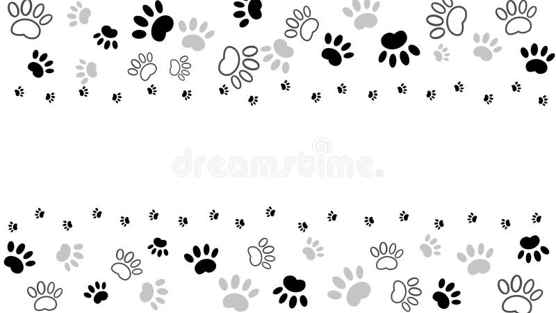 Rectangular Pet Paw Print Frame with Blank Space for Text and Images ...