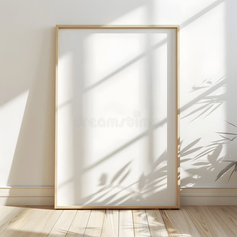 A Rectangular Picture Frame Hangs on a Hardwood Floor Wall Stock Image ...
