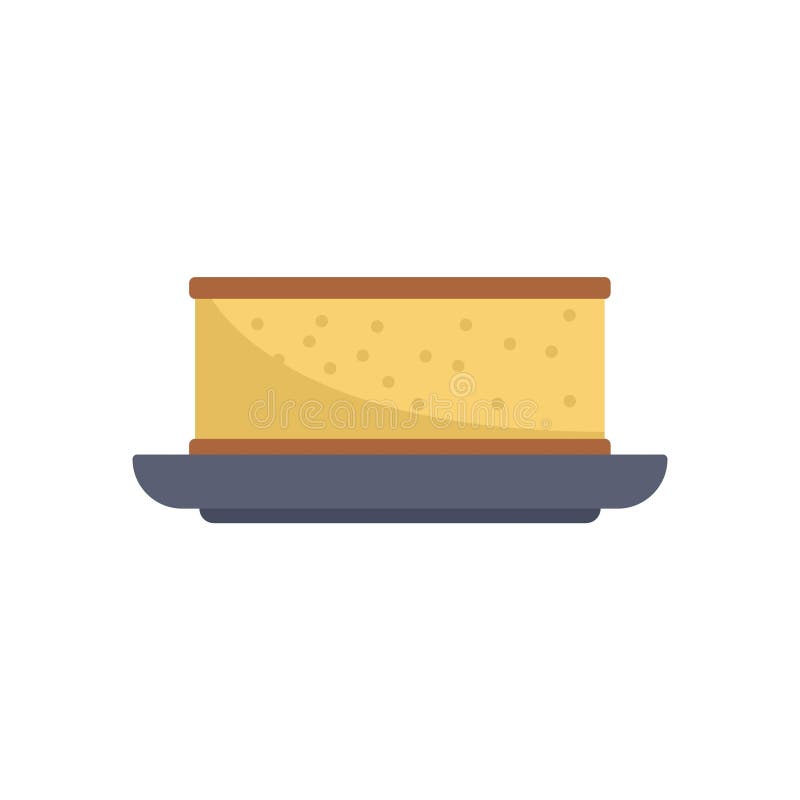 Rectangular Piece of Cake on a Plate Side View Stock Illustration ...
