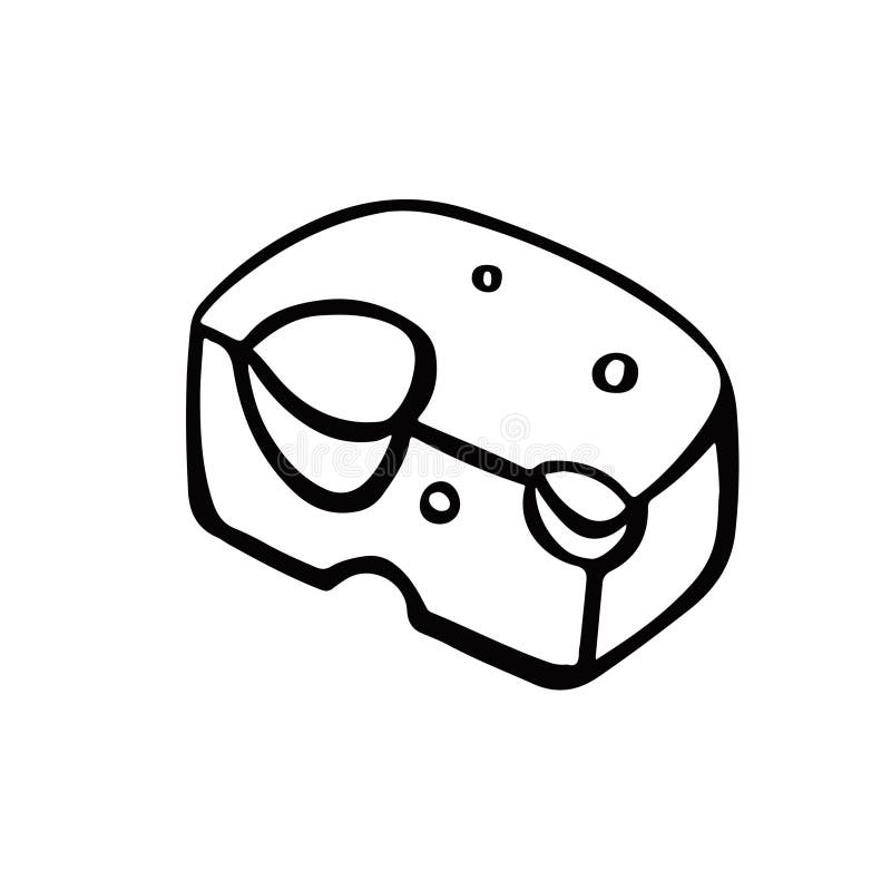 Rectangular Piece of Cheese Line Vector Monochrome Stock Illustration ...