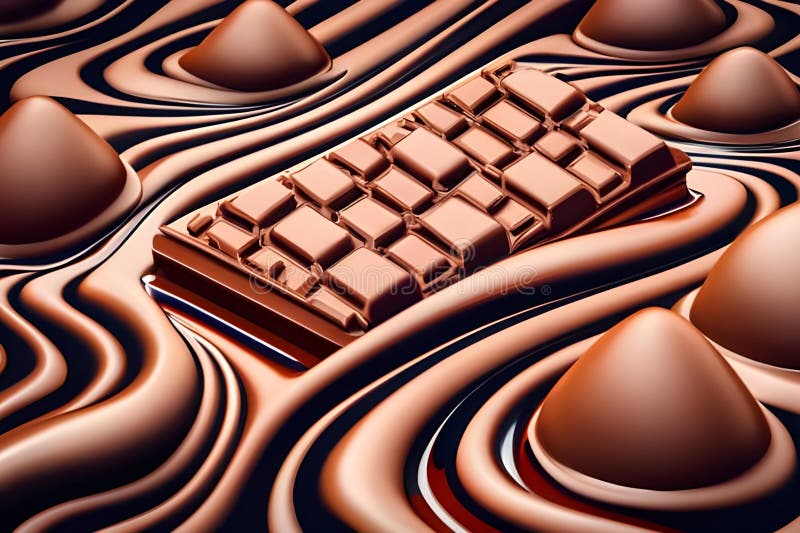 A Rectangular Piece of Chocolate Floats in a Chocolate River among ...
