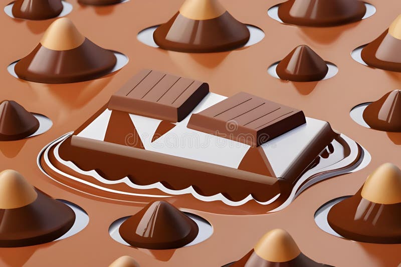 A Rectangular Piece of Chocolate Floats in a Chocolate River among ...