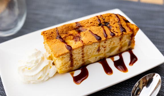 Rectangular Piece of Lush Apple Pie with Delicate Crispy Crust and ...