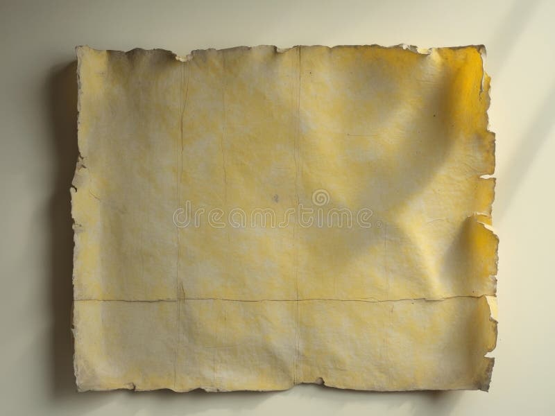 Rectangular Piece Old Yellowed Paper Rough Texture Appears with Burnt ...