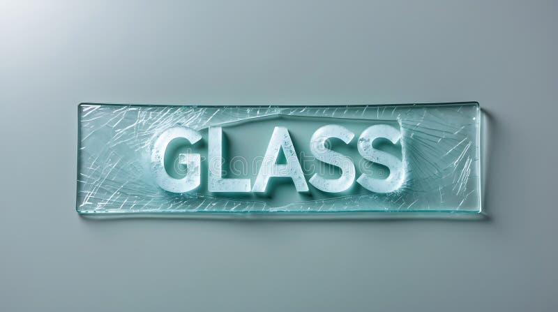 Scratched Glass Sign Featuring the Word Glass on a Smooth Surface Stock ...