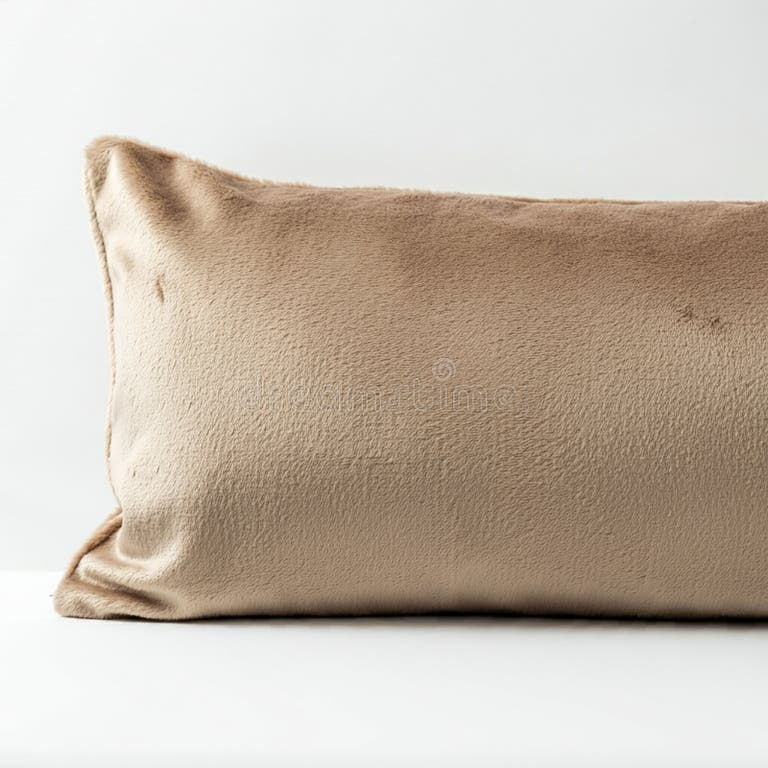 Rectangular Pillow with a Soft, Plush Texture in a Light Beige Color ...