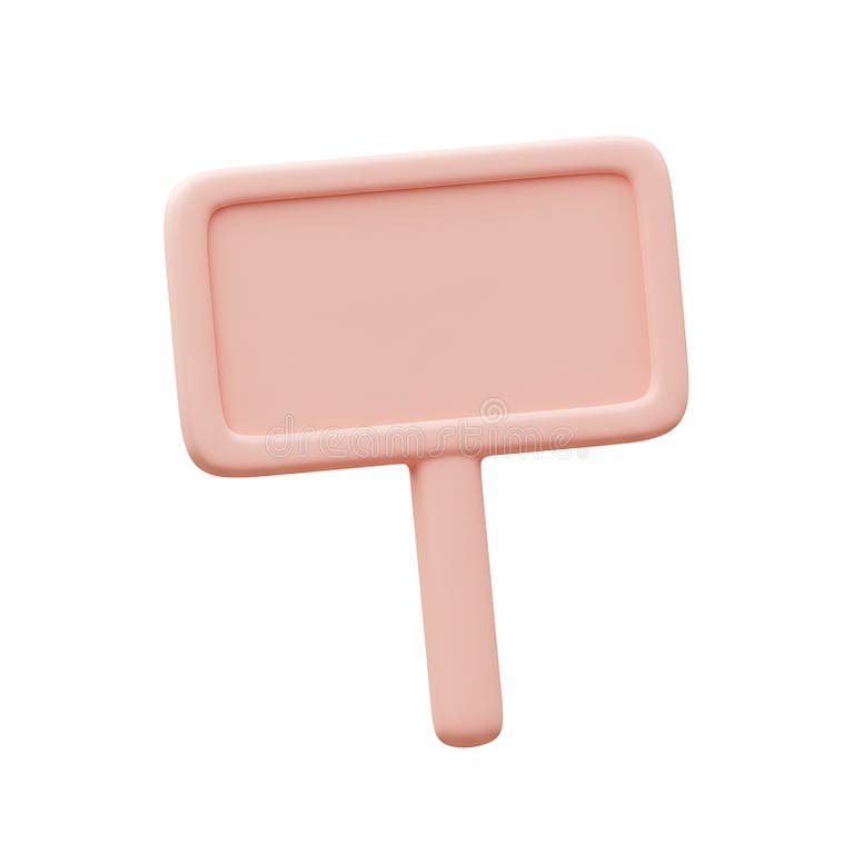 Rectangular Pink Sign with Rounded Corners and a Handle at the Bottom ...