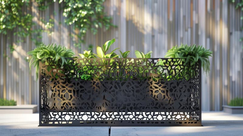 A Rectangular Plant Stand with an Intricate Lattice Design Stock Image ...