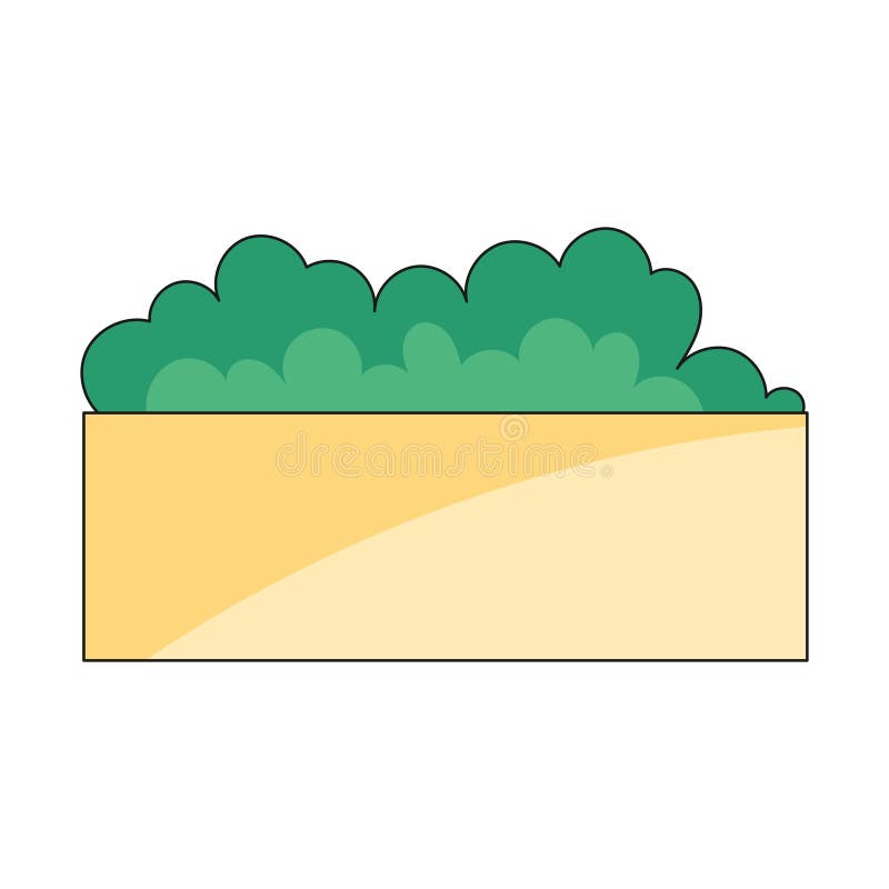 Rectangular Planter with Green Shrubs, Vector Stock Illustration ...