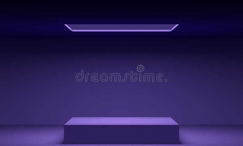Rectangular Platform in a Lilac Room with a Window in the Ceiling. 3d ...