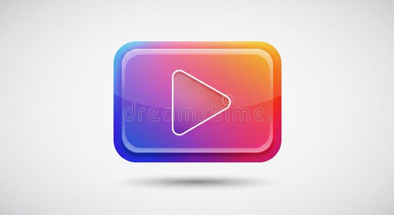 A Rectangular Play Button Icon with Rounded Corners, Featuring a ...