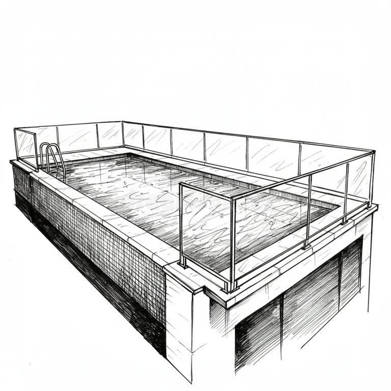 Rectangular Pool Design with a Tiled Exterior. the Pool is Elevated ...