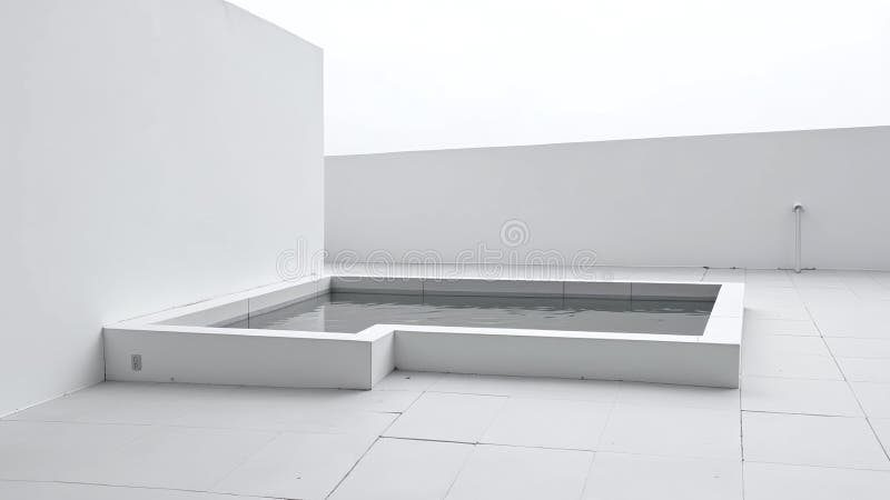 Rectangular Pool on Tiled Surface Surrounded by White Walls Stock ...